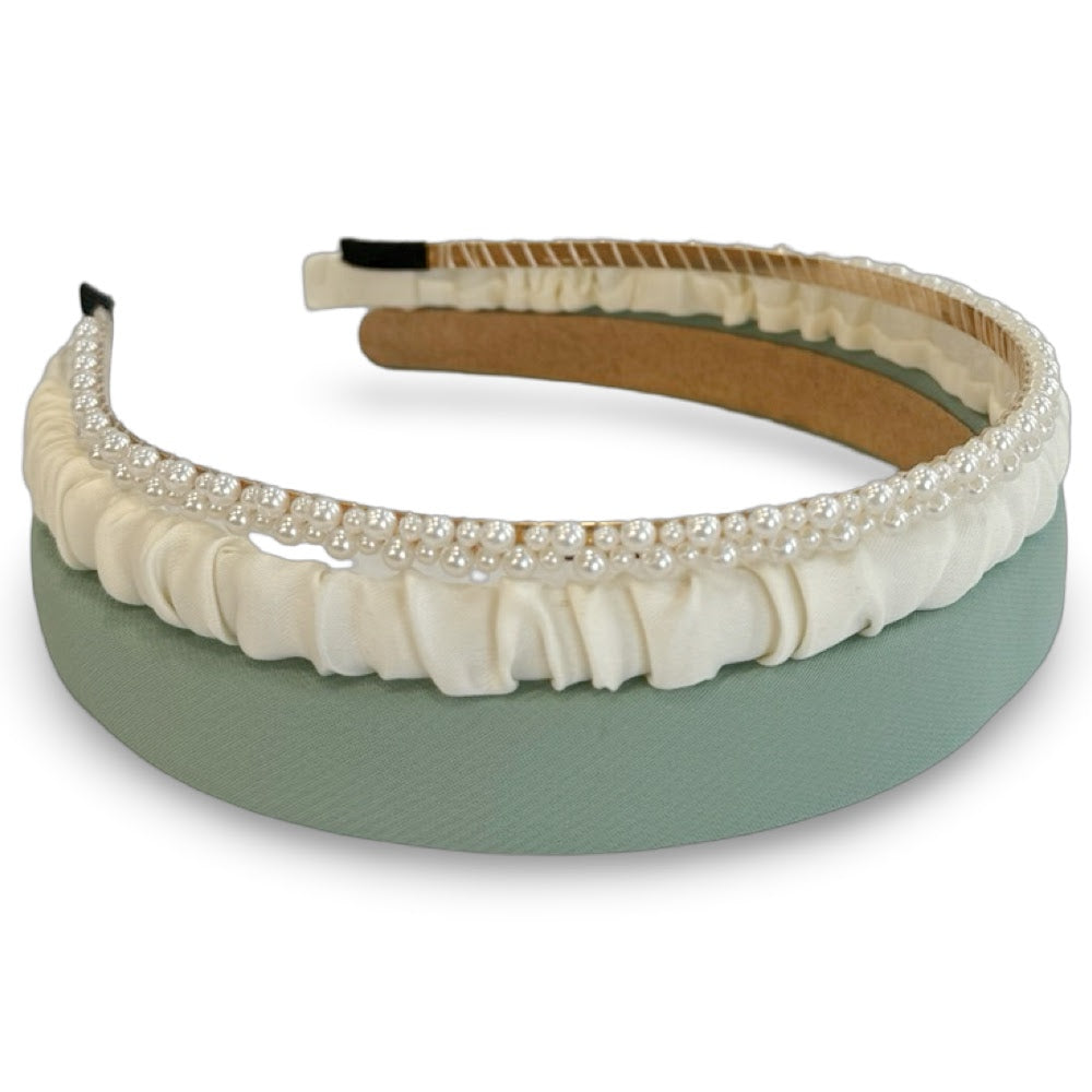 Classic Headband Set - Green + Cream + Pearl – Headbands of Hope