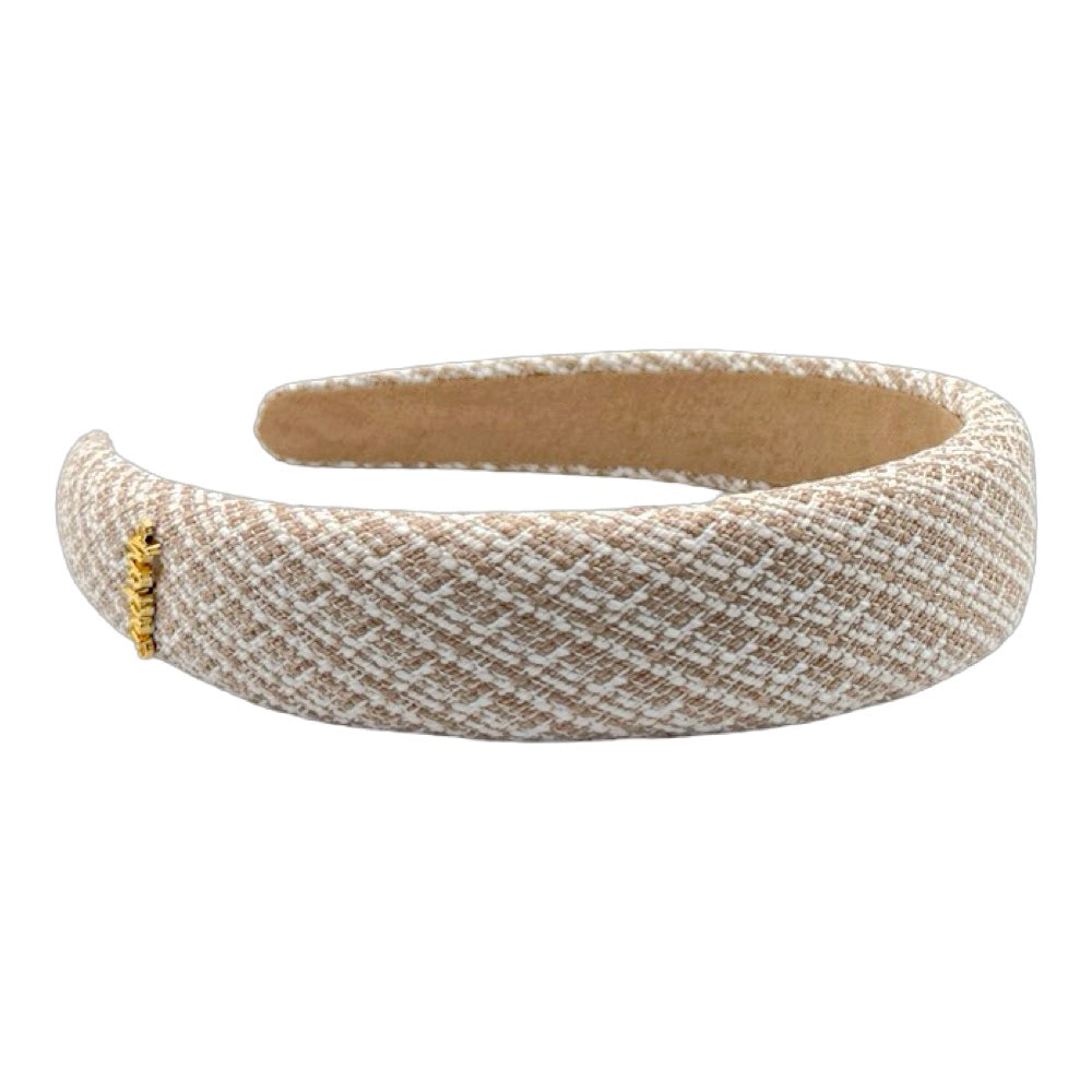 Classic Padded Tweed Hdbnd - Cream Beige | Headbands of Hope