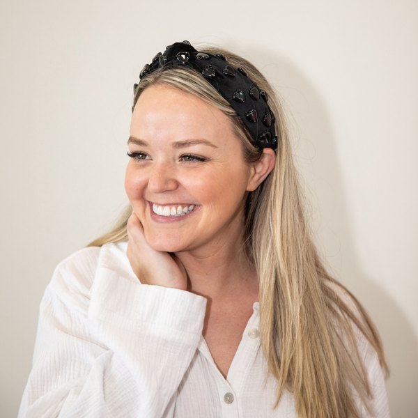 Stone Quartz Traditional Knot Headband - Black - Headbands of Hope