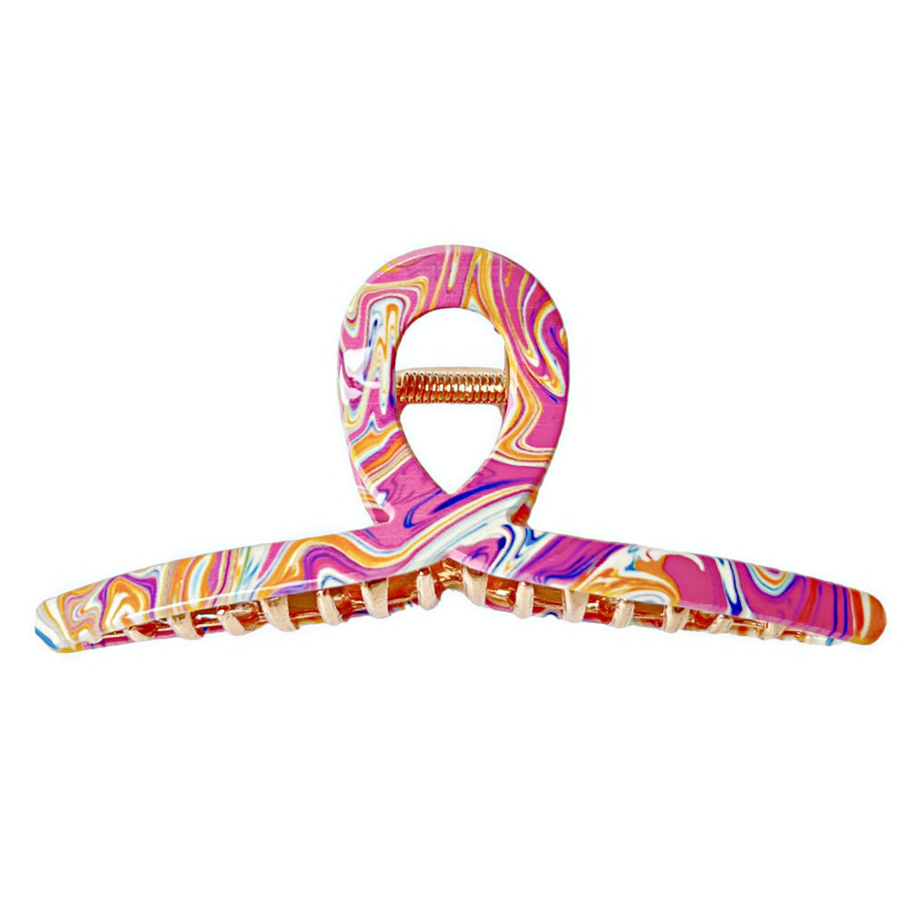 Looped Claw Clip - Swirl | Rainbow Tortoise Print | Large Clip ...