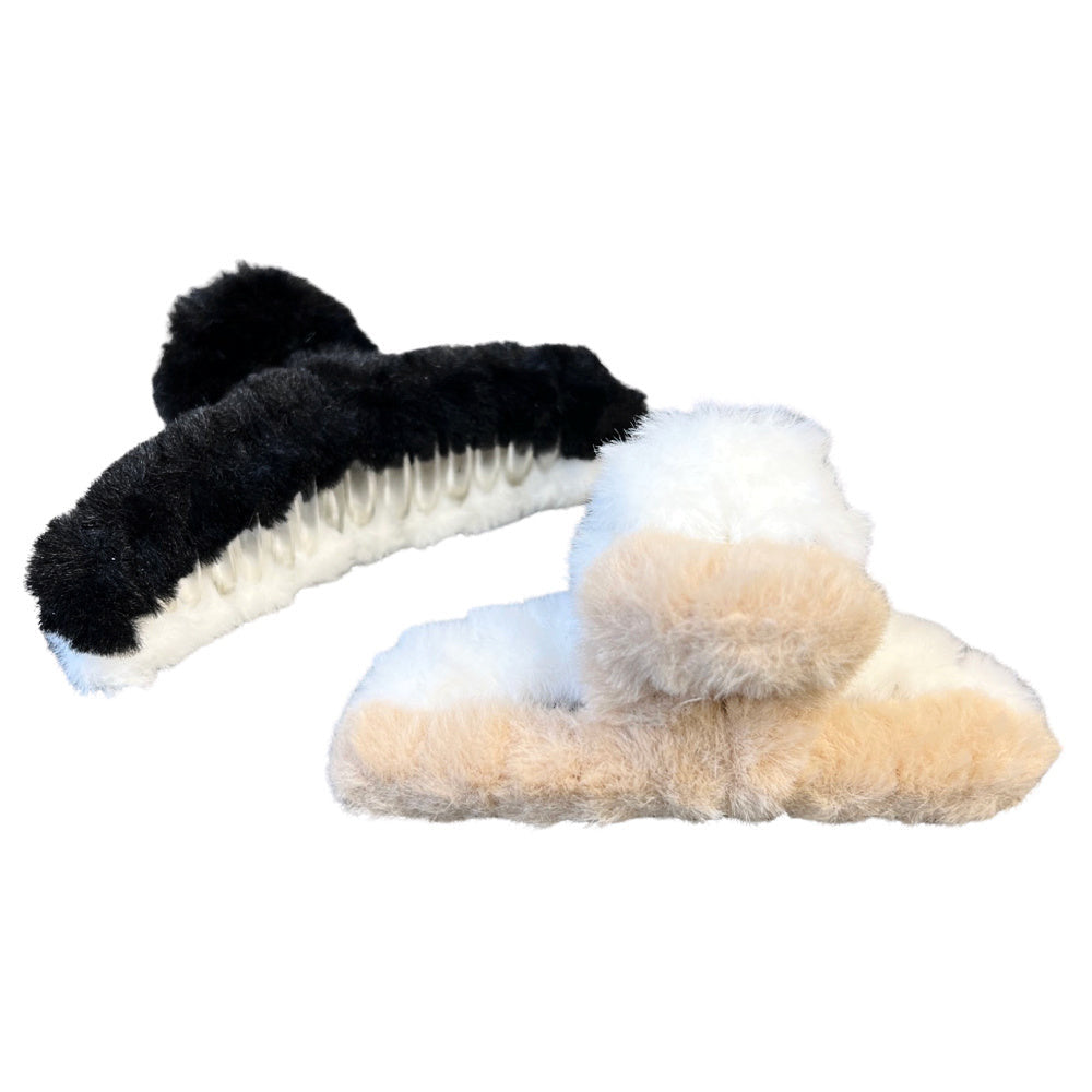 Fuzzy Looped Clip - Black + White - Headbands of Hope