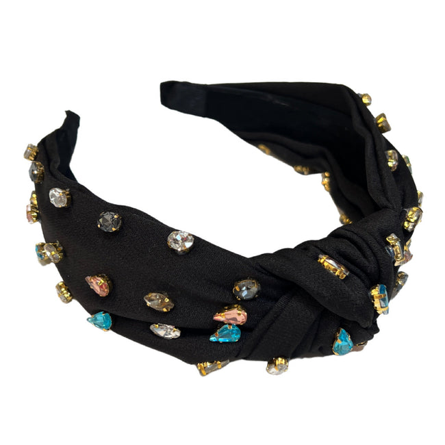 Traditional Knot Headband - Black Gem - Multicolored Gemstones ...